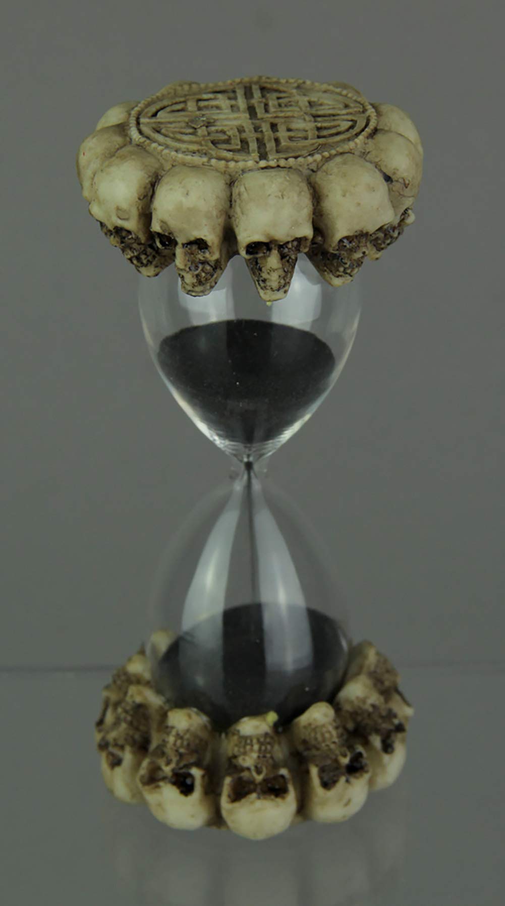 Gothic Celtic Skulls Hourglass Black Sand Timer 5.75 Inches High