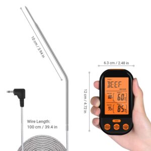 Excellent Home 230 Feet Wireless Range Grill Oven Meat Thermometer with Timer and LCD Backlight Waterproof Dual Probe Kitchen Cooking Food Thermometer