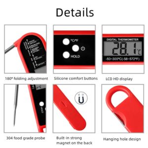 Digital Meat Thermometer Waterproof Instant Read Meat Thermometer for Kitchen Ultra Fast Reading Food Thermometer for Cooking Candy Deep Fry Liquids Beef Kitchen Baking Smoker Grill BBQ