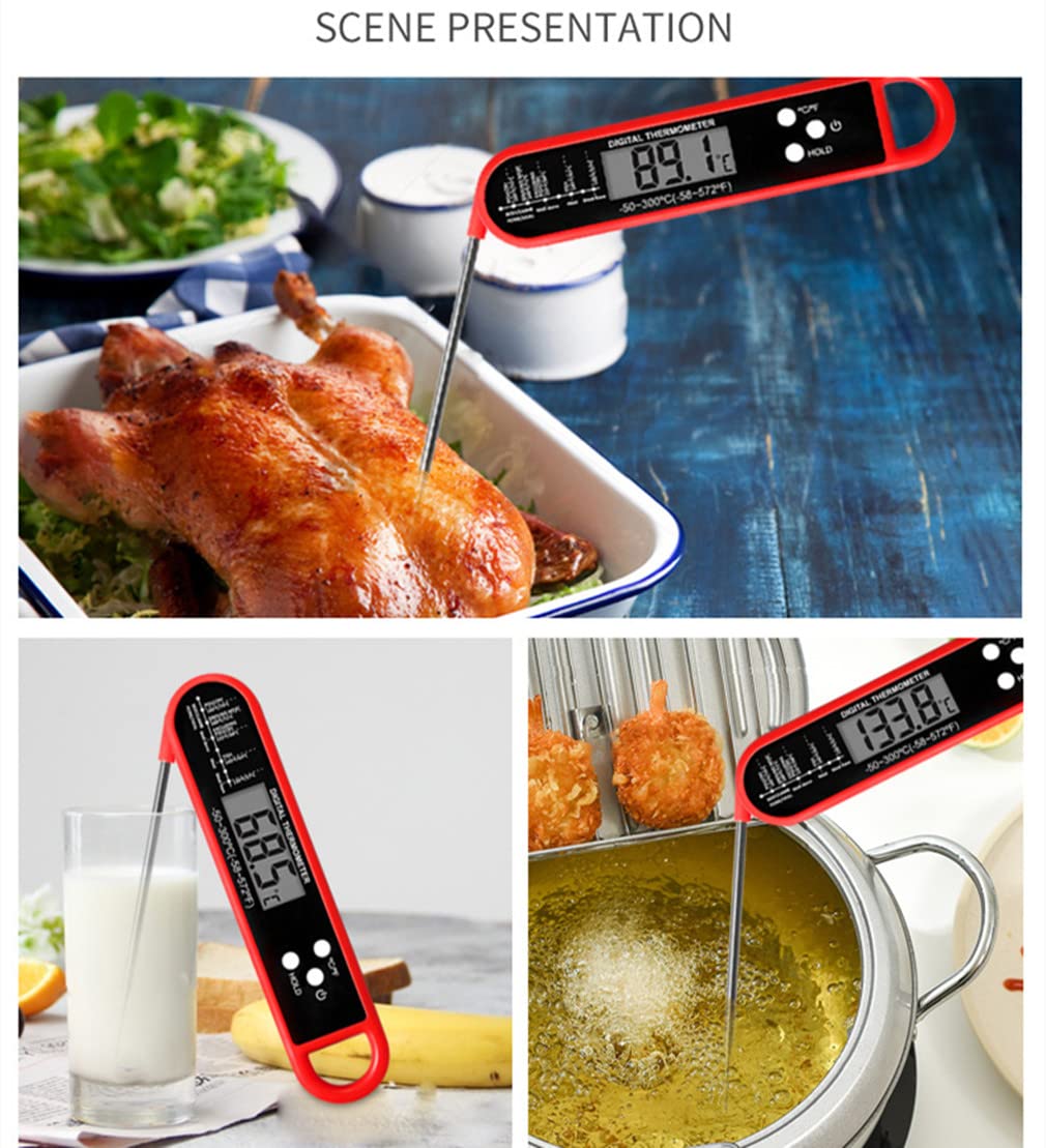 Digital Meat Thermometer Waterproof Instant Read Meat Thermometer for Kitchen Ultra Fast Reading Food Thermometer for Cooking Candy Deep Fry Liquids Beef Kitchen Baking Smoker Grill BBQ