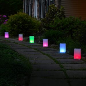 LumaBase Battery Operated Luminaria Kit with Timer, Color Changing - Set of 6