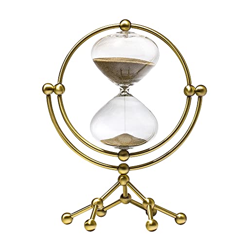 Tpmorwilfun Hourglass 30 Minutes Sand Timer for Kids, Games, Classroom, Home, Desk, Office Decorative, Large Rotating Metal Sandglass (Gold)