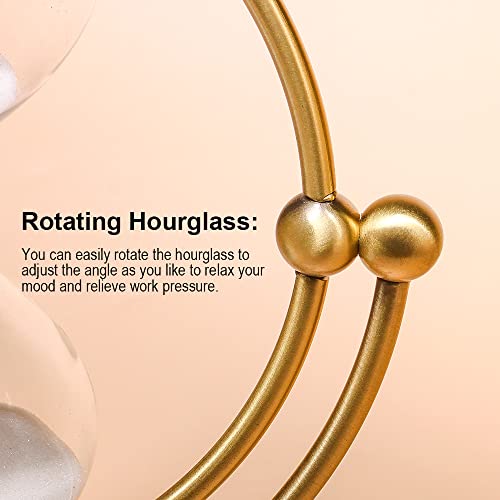 Tpmorwilfun Hourglass 30 Minutes Sand Timer for Kids, Games, Classroom, Home, Desk, Office Decorative, Large Rotating Metal Sandglass (Gold)