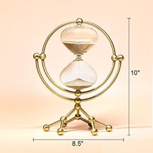 Tpmorwilfun Hourglass 30 Minutes Sand Timer for Kids, Games, Classroom, Home, Desk, Office Decorative, Large Rotating Metal Sandglass (Gold)