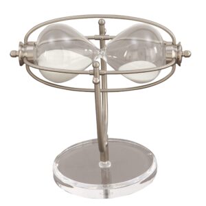 Deco 79 Glam Glass Timer, Acrylic Hourglass Sand Timer with Swiveling Iron Cage, 6" L x 6" W x 12" H, Silver