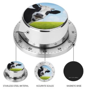 Kitchen Timer, Kitchen Timers for Cooking, Kitchen Timer Magnetic, Funny Cows Pattern Waterproof Time Timer Stainless Steel Multiuse for Home Baking Cooking Oven