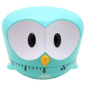 ranvi kitchen timer 60 minutes cute owl novelty manual cooking timer desktop decoration(blue)