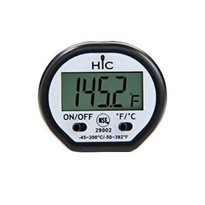 HIC KItchen Roasting Instant-Read Digital Meat Thermometer, Shatterproof LCD Display, Stainless Steel with Protective Sheath and Internal Temperature Chart