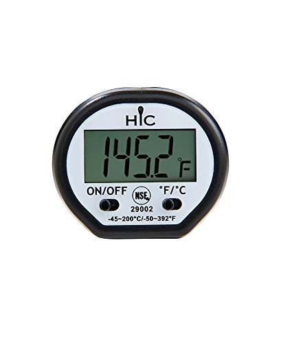 HIC KItchen Roasting Instant-Read Digital Meat Thermometer, Shatterproof LCD Display, Stainless Steel with Protective Sheath and Internal Temperature Chart