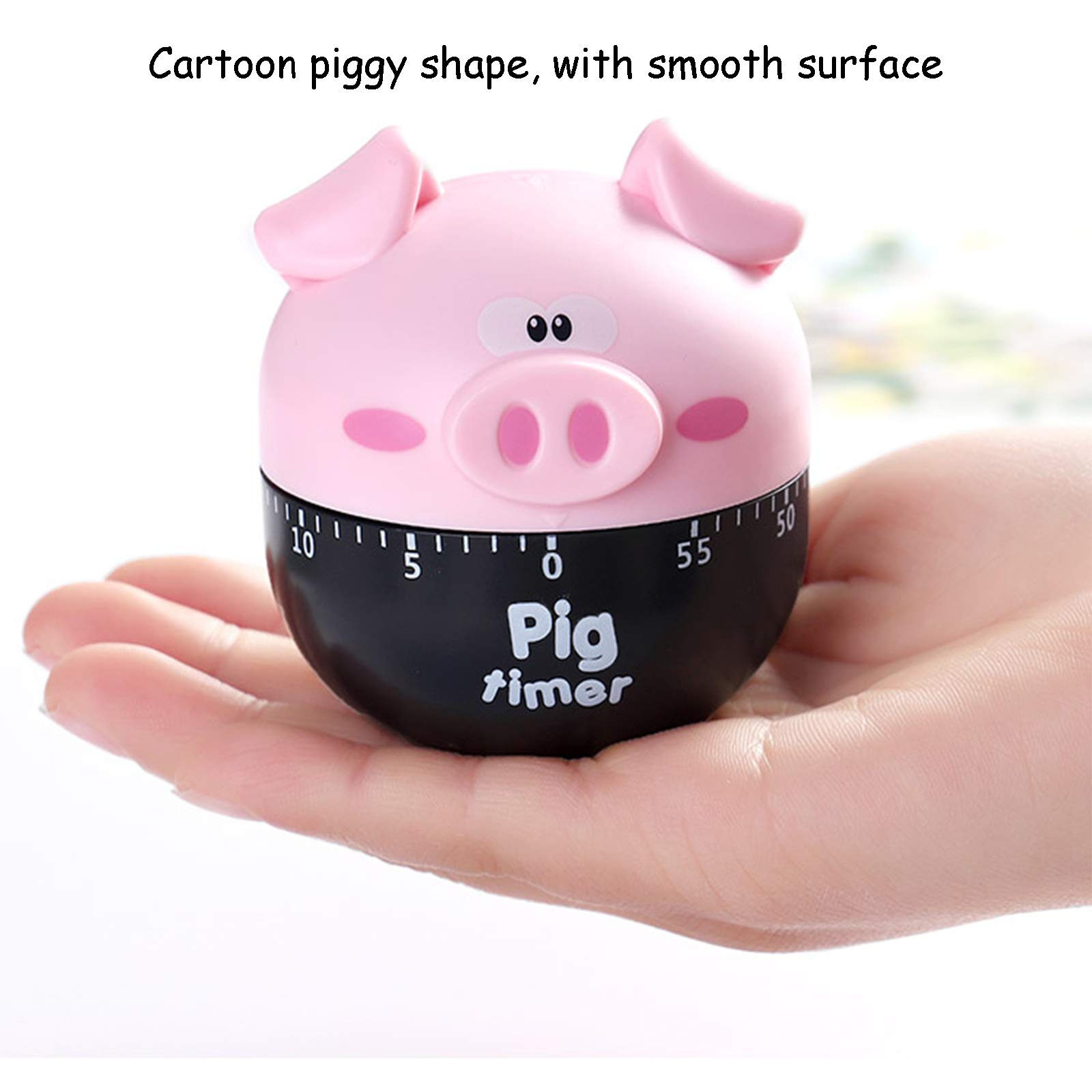 Kitchen Timer Cute Piggy Shape 60 Minutes Mechanical Manual Timer Accessories for Kids,Home Cooking Timer, Pink, 6.5 cm/2.6 in *7 cm/2.8 in