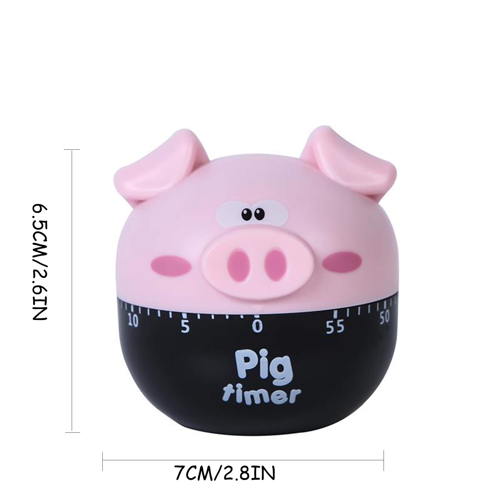 Kitchen Timer Cute Piggy Shape 60 Minutes Mechanical Manual Timer Accessories for Kids,Home Cooking Timer, Pink, 6.5 cm/2.6 in *7 cm/2.8 in