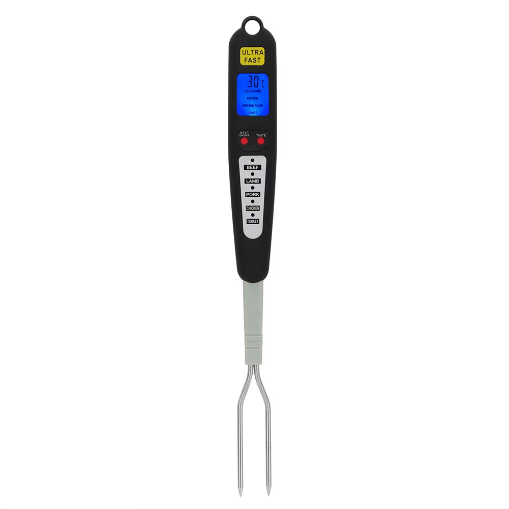 Digital Meat Thermometer Fork,Digital Cooking Fork Instant Read Fork for Kitchen Digital BBQ Fork Thermometer Dual Probe LED Display