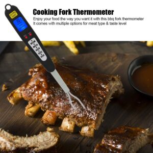 Digital Meat Thermometer Fork,Digital Cooking Fork Instant Read Fork for Kitchen Digital BBQ Fork Thermometer Dual Probe LED Display