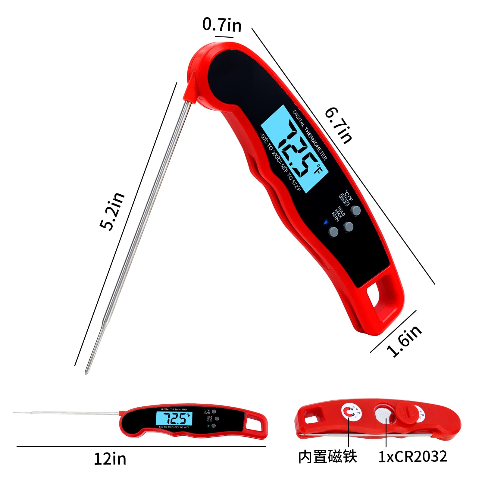 YLMIJFE Meat Thermometer,Meat Thermometer Digital,Waterproof and Backlight Instant Read Meat Thermometer for Grill and Cooking.Digital Food Probe for Kitchen, Outdoor Grilling and BBQ!