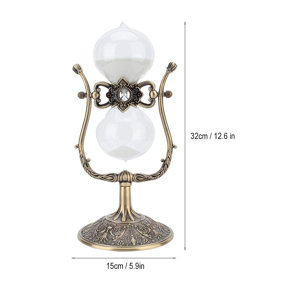 Hourglass Timer European Style Pattern 30 Minutes Rotating Sand Clock Timer Desk Decoration (Bronze)