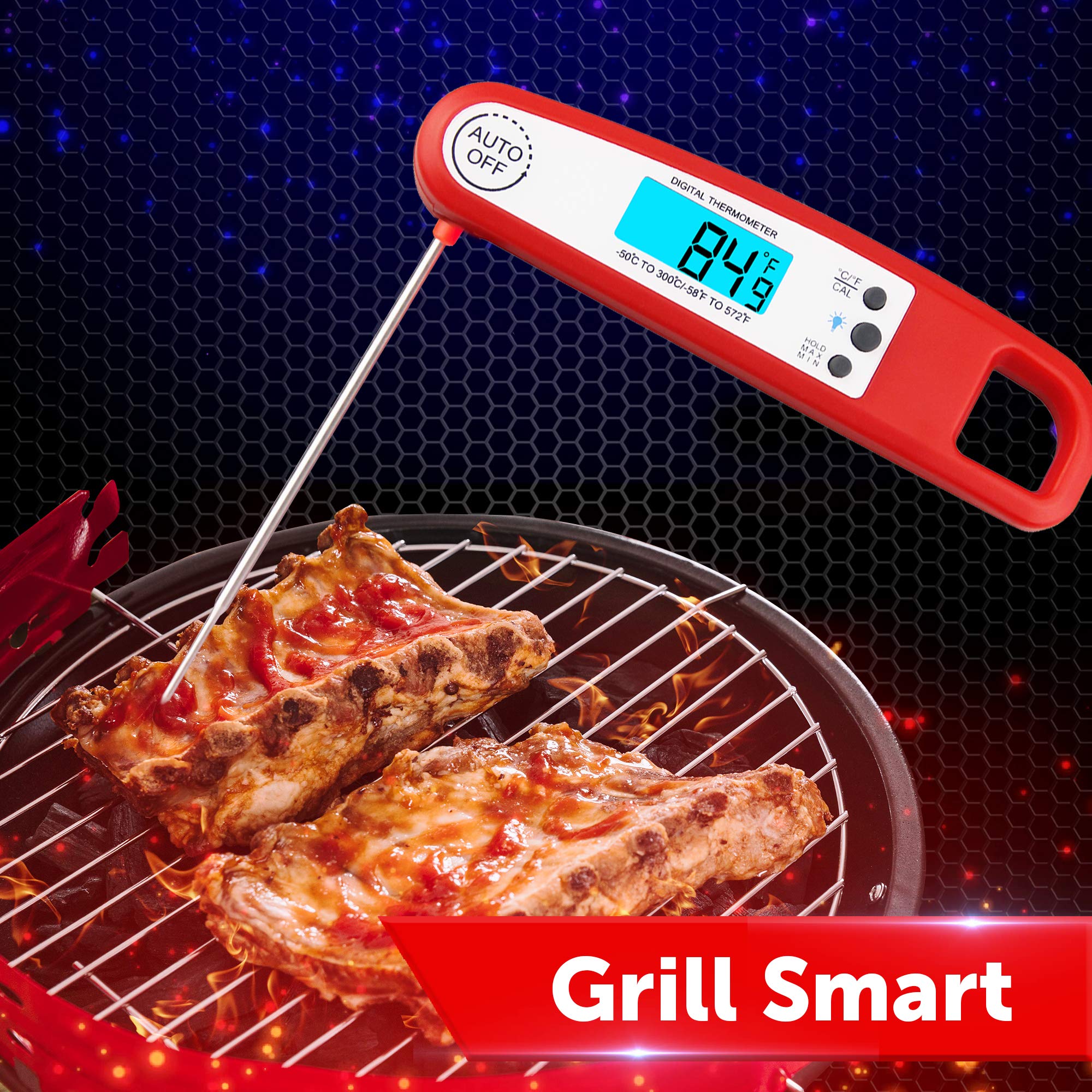 Instantaneous Digital BBQ Reading Meat, Food,Candy Thermometer/Probe Water-Resistant New Super Accurate