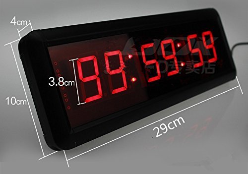 Leadleds 1.5 inch Gym Timer, Digital Clock Display Countdown Count Up LED Timer for Home Office Use Stopwtach with Remote