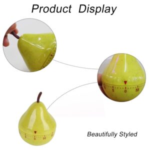 Kitchen Timer Pear Shaped Mechanical Rotating Alarm 60 Minutes Countdown Timer for Baking Studying Cooking Napping