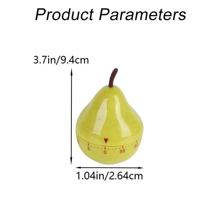 Kitchen Timer Pear Shaped Mechanical Rotating Alarm 60 Minutes Countdown Timer for Baking Studying Cooking Napping