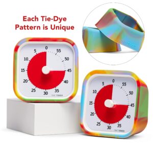 TIME TIMER Plus 60 Minute Desk Visual Timer with Portable Handle (Charcoal) and Time Timer MOD Tie Dye Visual Timer for Kids Classroom Learning (Tie Dye)