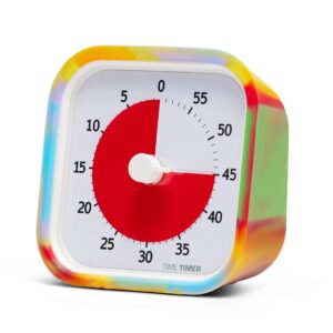 TIME TIMER Plus 60 Minute Desk Visual Timer with Portable Handle (Charcoal) and Time Timer MOD Tie Dye Visual Timer for Kids Classroom Learning (Tie Dye)