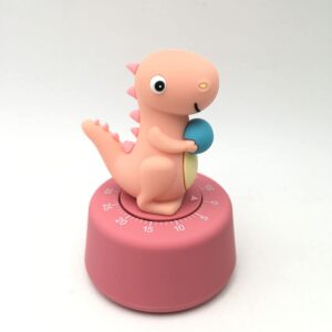 Cartoon Dinosaur Model Mechanical Timer Kitchen Gadget Cooking Clock Alarm Counters 60 Minutes Decoration Manual Timer for Study (Dark Green)