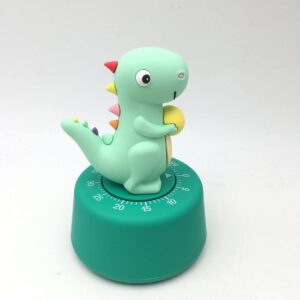 Cartoon Dinosaur Model Mechanical Timer Kitchen Gadget Cooking Clock Alarm Counters 60 Minutes Decoration Manual Timer for Study (Dark Green)