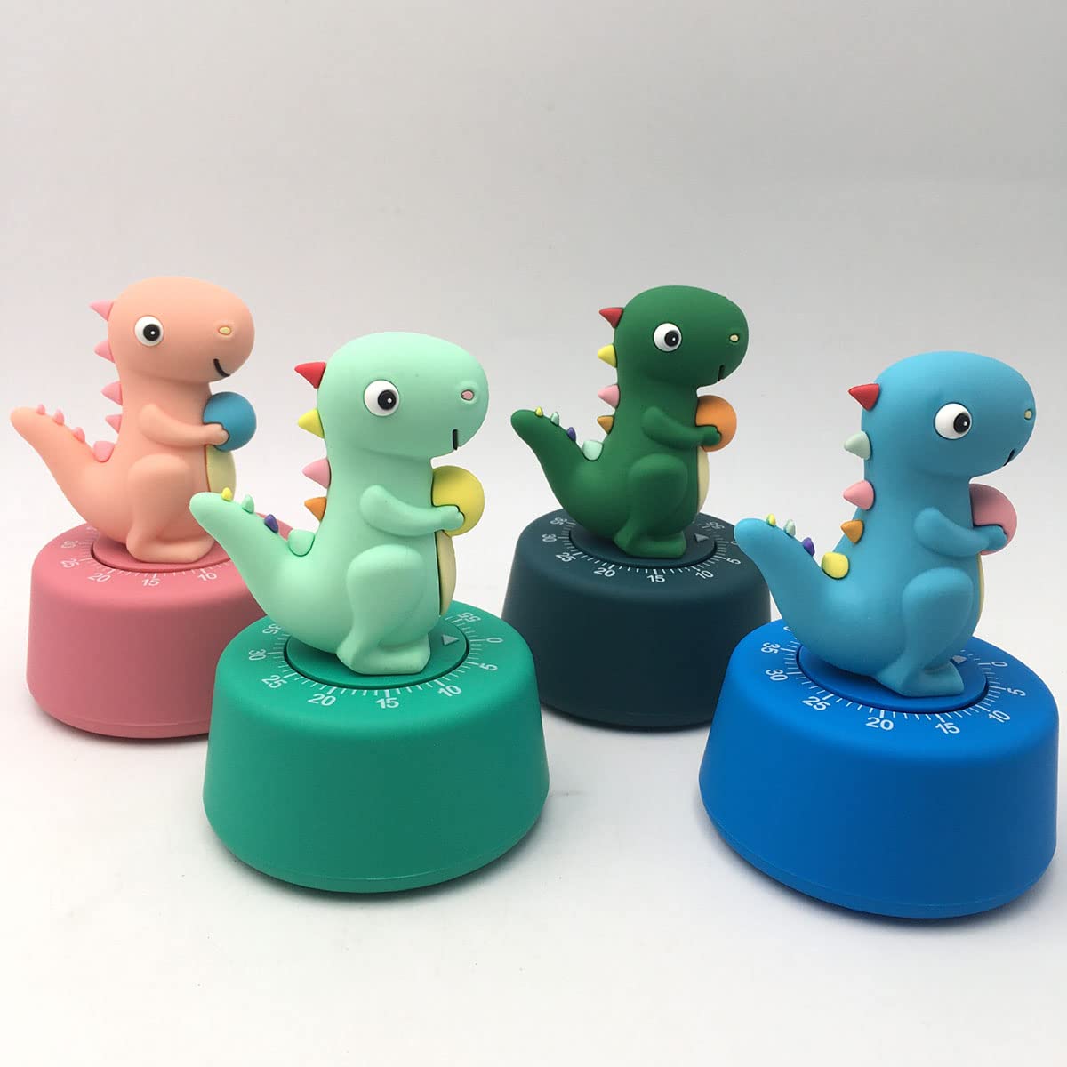 Cartoon Dinosaur Model Mechanical Timer Kitchen Gadget Cooking Clock Alarm Counters 60 Minutes Decoration Manual Timer for Study (Dark Green)