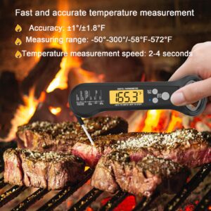 Digital Meat Thermometer with Probe,Instant Read Thermometer for Cooking,Fast and Accurate Food Thermometer with Corkscrew, Backlight, Magnet,Calibration and Foldable Probe for Frying,Grilling