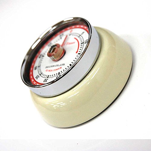 Dulton 100-189IV Kitchen Timer with Magnet, Ivory, Steel, Analog, Retro, Diameter 2.8 inches (70 mm), Depth 1.2 inches (30 mm)