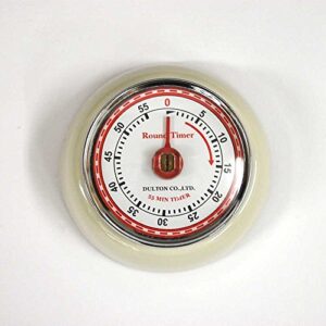 Dulton 100-189IV Kitchen Timer with Magnet, Ivory, Steel, Analog, Retro, Diameter 2.8 inches (70 mm), Depth 1.2 inches (30 mm)