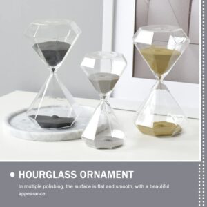 DOITOOL Desk Topper Diamond Shape Glass Hourglass Sandglass Timer 5 Minutes Romantic Hourglass Sand Timer Home Desk Decor Kithchen Cooking Countdown Use Golden Kid Gifts