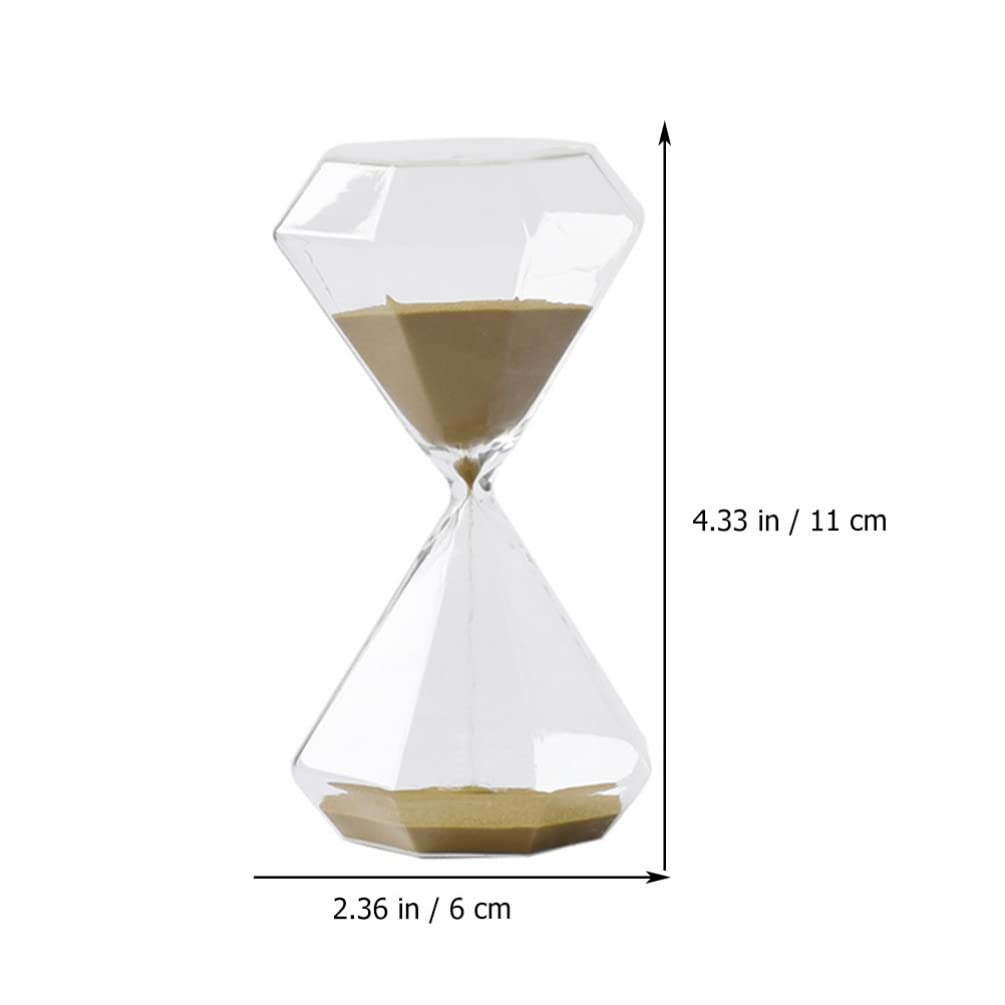 DOITOOL Desk Topper Diamond Shape Glass Hourglass Sandglass Timer 5 Minutes Romantic Hourglass Sand Timer Home Desk Decor Kithchen Cooking Countdown Use Golden Kid Gifts