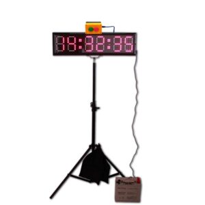 EU 4 Inch Char High 6 Digits RGB(7 Colors) LED Race Timing Clock for Running Events (Red+Buttons Box)