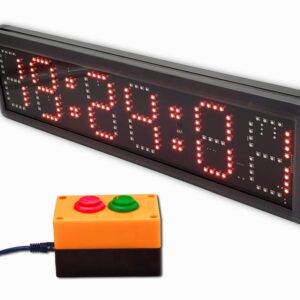 EU 4 Inch Char High 6 Digits RGB(7 Colors) LED Race Timing Clock for Running Events (Red+Buttons Box)