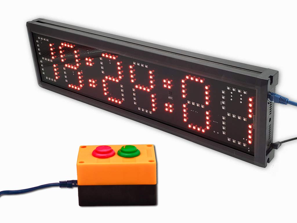 EU 4 Inch Char High 6 Digits RGB(7 Colors) LED Race Timing Clock for Running Events (Red+Buttons Box)