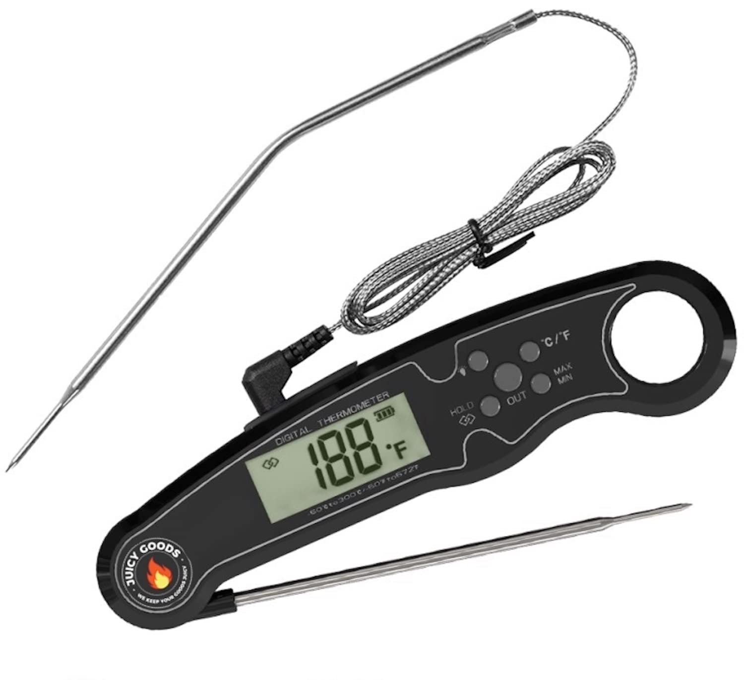 Bluetooth Digital Meat Thermometer- Dual Probe BBQ Thermometer- Cooking Thermometer with Mobile App Rechargeable Battery & Built-in Magnet-Water Resistant Instant Read Food Thermometer