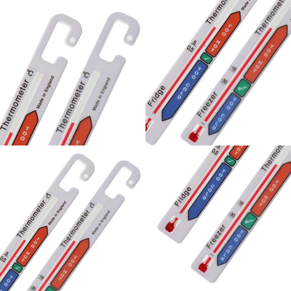 Twin Vertical Freezer/Fridge Thermometer Pack - Colour Coded Safe Temperature Zones