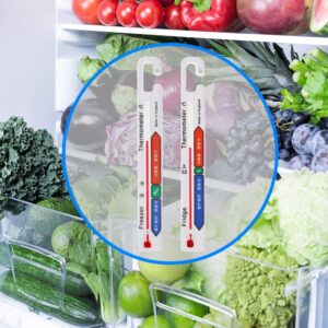 Twin Vertical Freezer/Fridge Thermometer Pack - Colour Coded Safe Temperature Zones