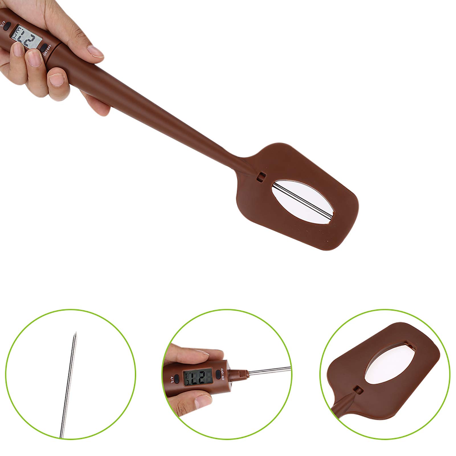 Portable Household Kitchen, Digital Baking Spoon Thermometer for Chocolate Syrup Sauce Spatula Chocolate Cooking Food Thermometer