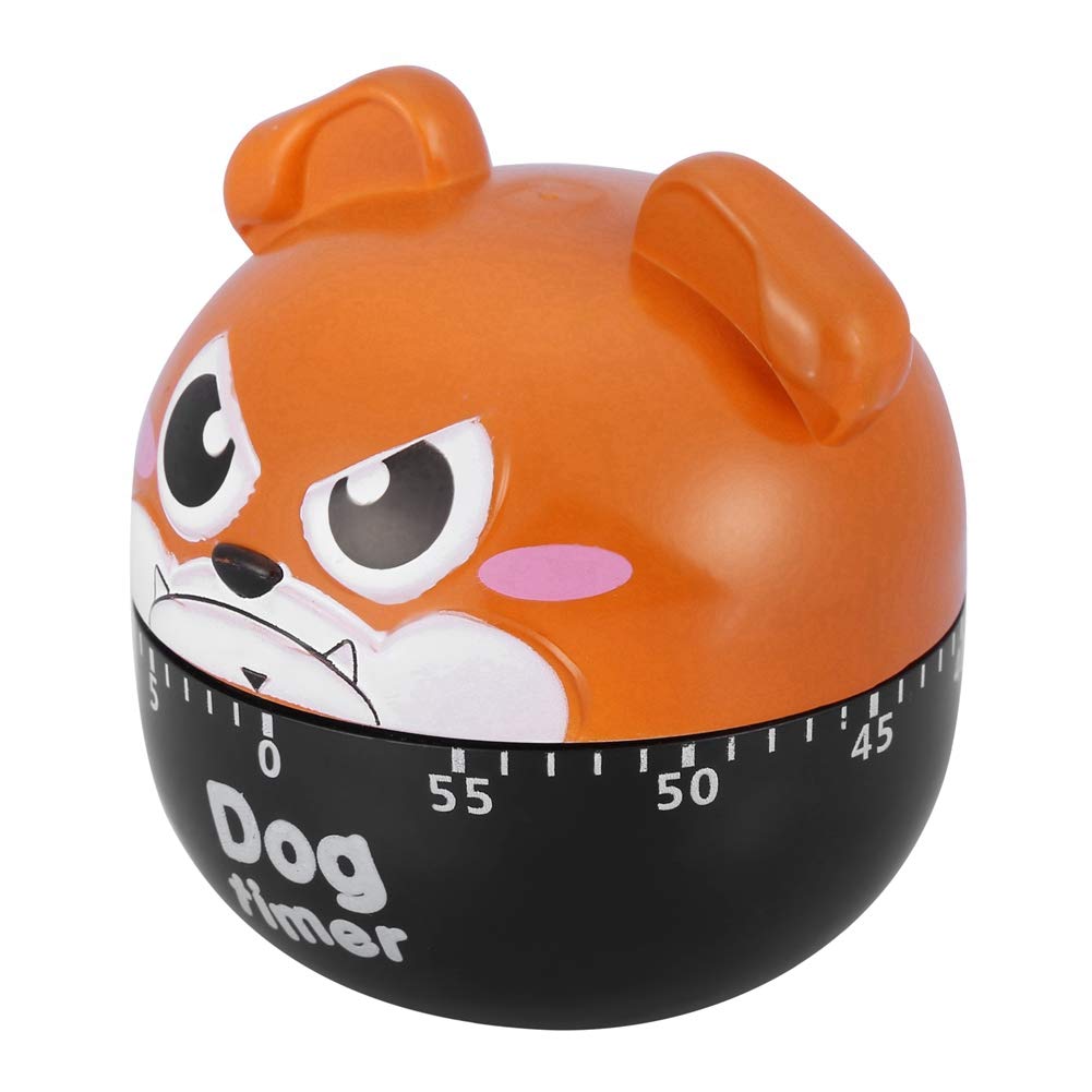 60 Minute Mechanical Kitchen Timer, Cute Dog Kitchen Timer for Cooking and Exercise Timing Manual Winding Up Kitchen Countdown Timer Management Tool (Reddish Brown)