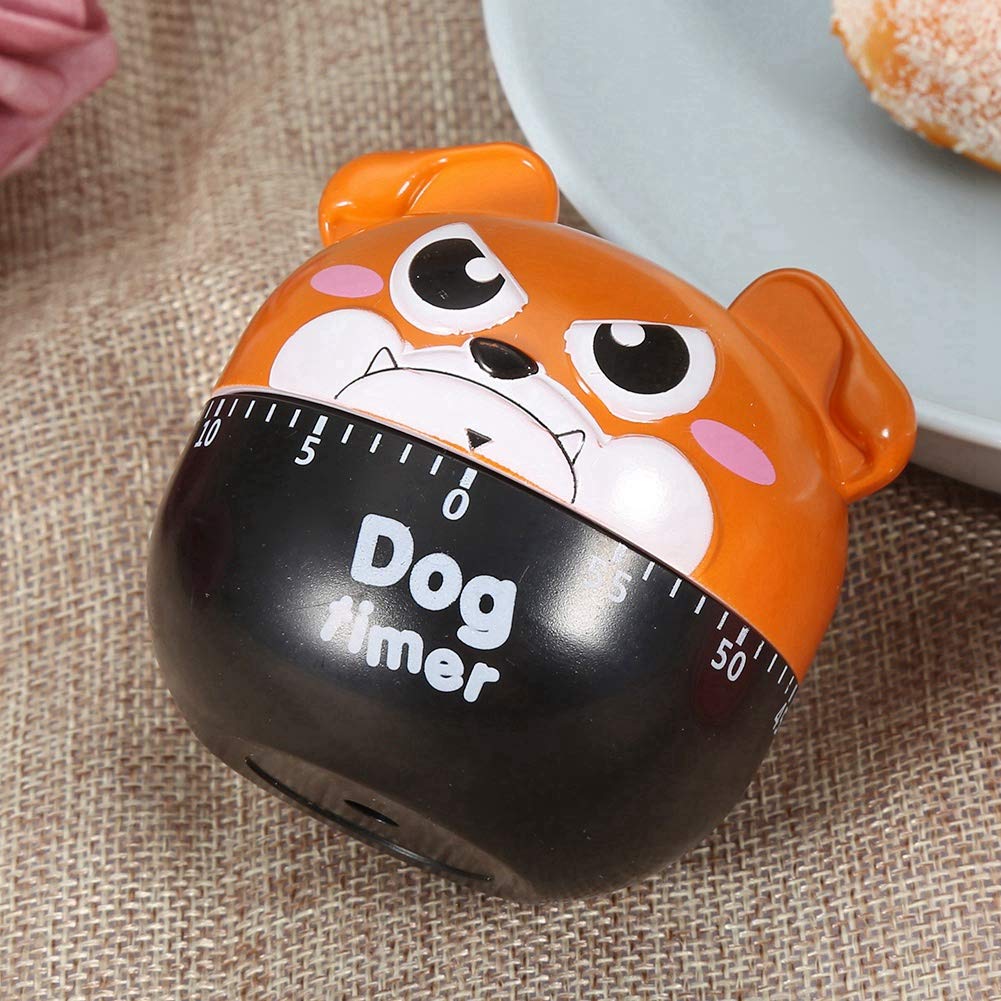 60 Minute Mechanical Kitchen Timer, Cute Dog Kitchen Timer for Cooking and Exercise Timing Manual Winding Up Kitchen Countdown Timer Management Tool (Reddish Brown)