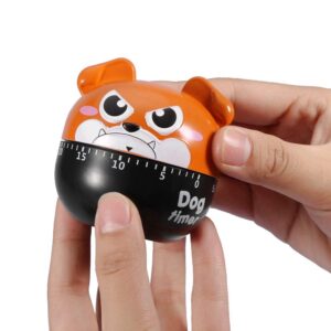 60 Minute Mechanical Kitchen Timer, Cute Dog Kitchen Timer for Cooking and Exercise Timing Manual Winding Up Kitchen Countdown Timer Management Tool (Reddish Brown)