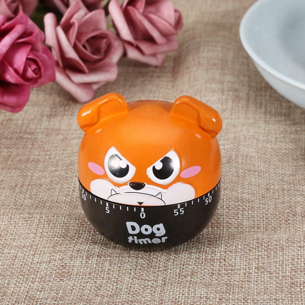 60 Minute Mechanical Kitchen Timer, Cute Dog Kitchen Timer for Cooking and Exercise Timing Manual Winding Up Kitchen Countdown Timer Management Tool (Reddish Brown)