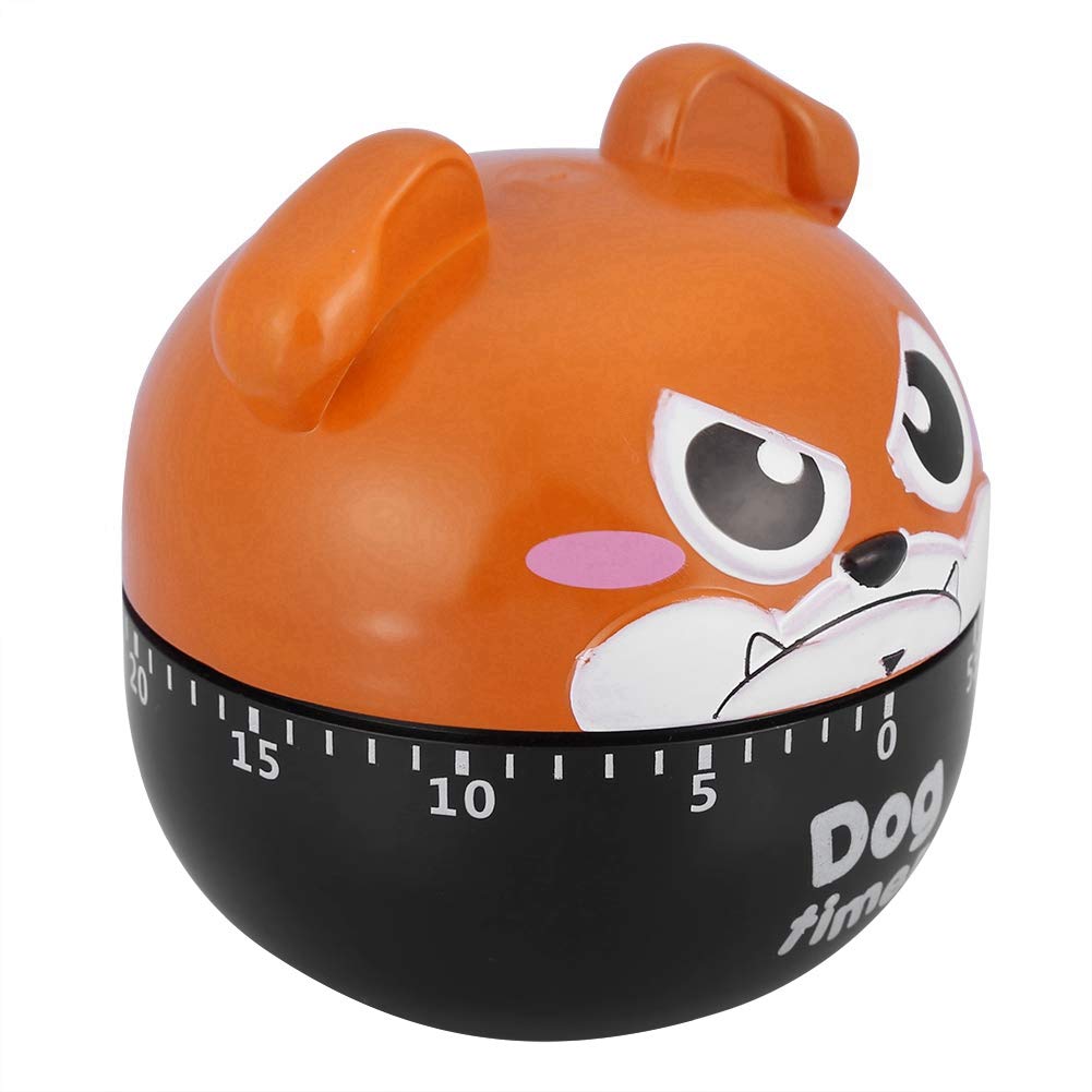 60 Minute Mechanical Kitchen Timer, Cute Dog Kitchen Timer for Cooking and Exercise Timing Manual Winding Up Kitchen Countdown Timer Management Tool (Reddish Brown)