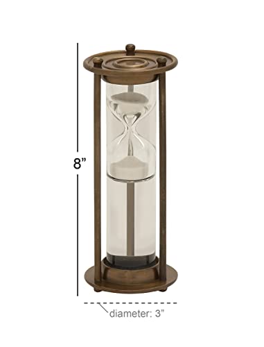 Deco 79 Aluminum Timer with Water Tube, 3" x 3" x 8", Brown