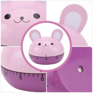 Cabilock Animal Cooking Timer Kitchen Animal Cooking Timer Cute Bunny Mechanical Timer Wind Up Countdown Timer Alarm for Baking Study Classroom Time Management (Purple) Kitchen Countdown Timer