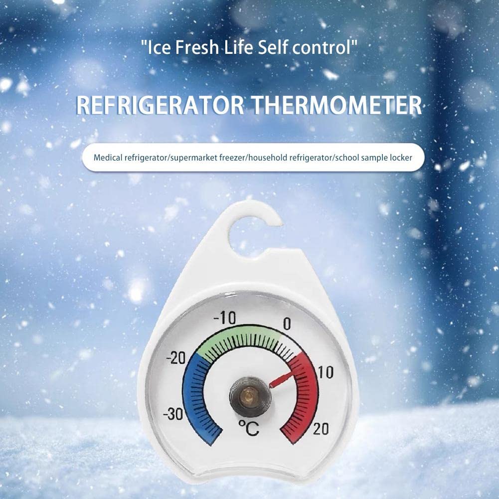 Tsugar Refrigerator Thermometer, -30~30°C/-20~80°F Indicator Thermometer, Classic Fridge Thermometer Large Dial with Red Indicator Thermometer for Freezer Cooler with Hanging Hook