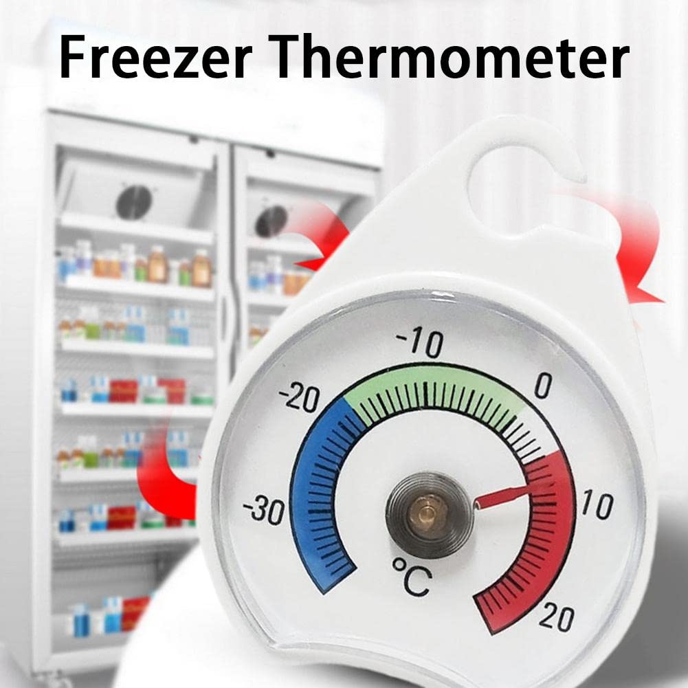 Tsugar Refrigerator Thermometer, -30~30°C/-20~80°F Indicator Thermometer, Classic Fridge Thermometer Large Dial with Red Indicator Thermometer for Freezer Cooler with Hanging Hook