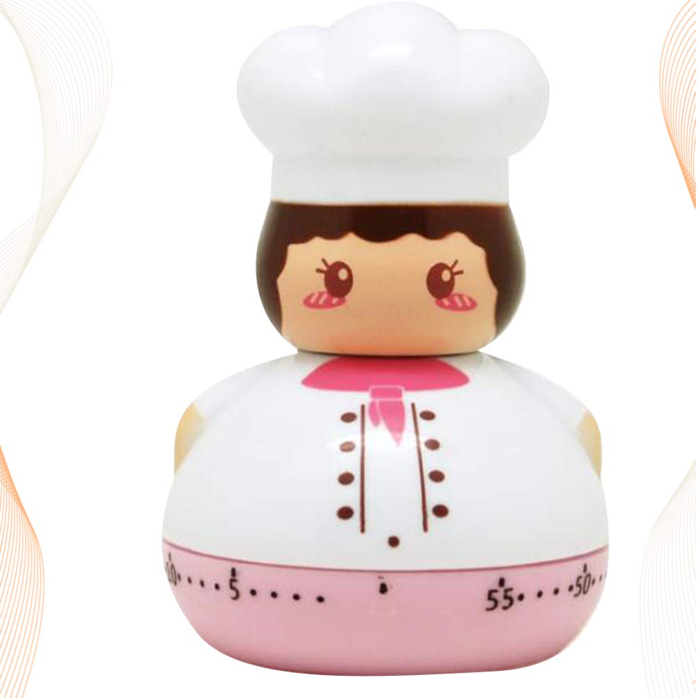 Hemoton Digital Cooking Timer Kitchen Adorable Cute Cartoon Chef Timer Reminder Time Alarm Manager Home Decor(Pink)